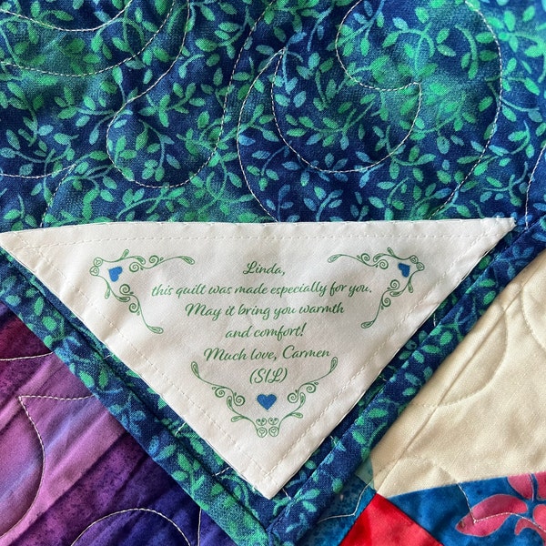 Large Corner Quilt Label Personalized Sewing Labels Quilt Patch ...