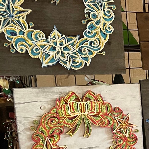Christmas Wreath 3D Zentangle Svg Files, Multilayer Panel for Laser ...