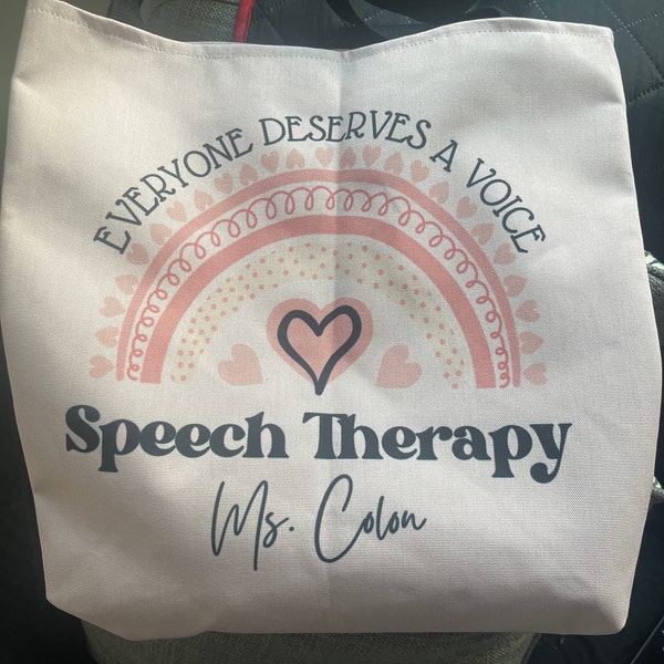 Speech Therapist Gift, SLP Custom Name Speech Language Pathologist Bag ...
