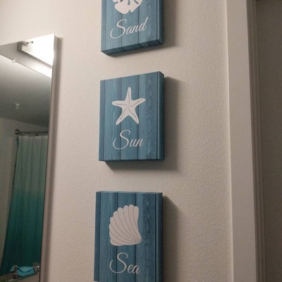 Turquoise Home Decor, Beach House Wall Art, Ocean Bathroom Decor, Sun ...
