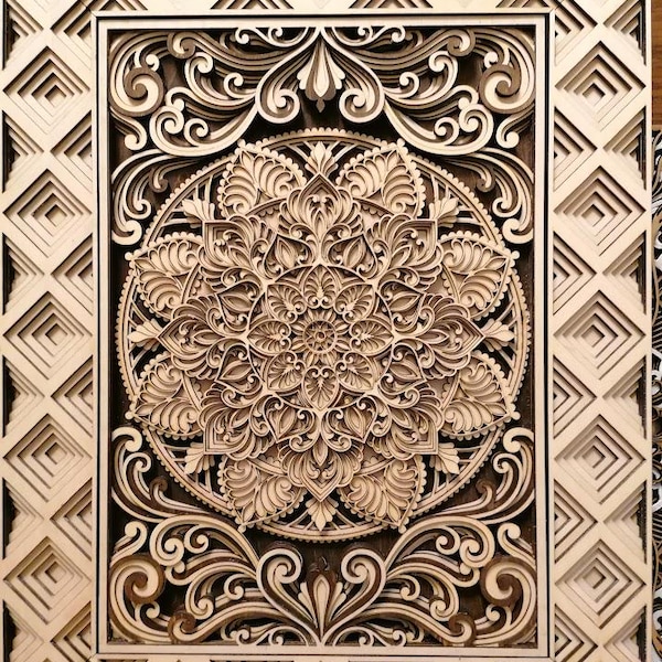 Laser Cut Multilayer Mandala Panel SVG Template - 3D Layered Vector ...