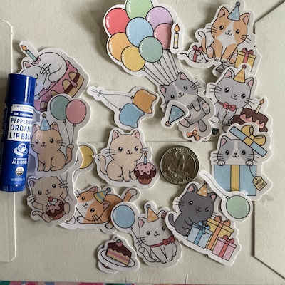 Happy Birthday Cat Sticker Pack Cute Fun Stickers Stickers Gift for Her ...