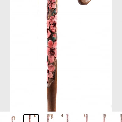 Custom Wood Walking Cane,shepherd Crook Handle With Cherry Flowers ...