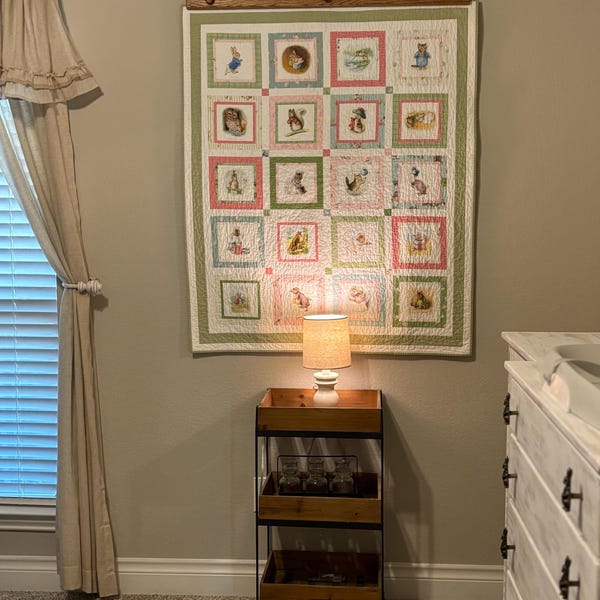 Patchwork Lap Quilt / Strawberry and Cream Patchwork Quilt/ Wall Quilt ...