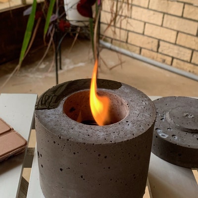 Mini Concrete Countertop Fire Pit With Lid Tabletop - Etsy