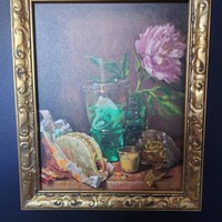 PBJ & Jar of Milk NOAH VERRIER Original Still Life Oil Painting, Signed ...