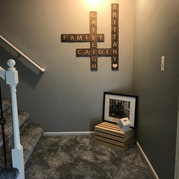 Large Scrabble Tiles, Wooden Scrabble Wall Art, Large Scrabble Letters ...