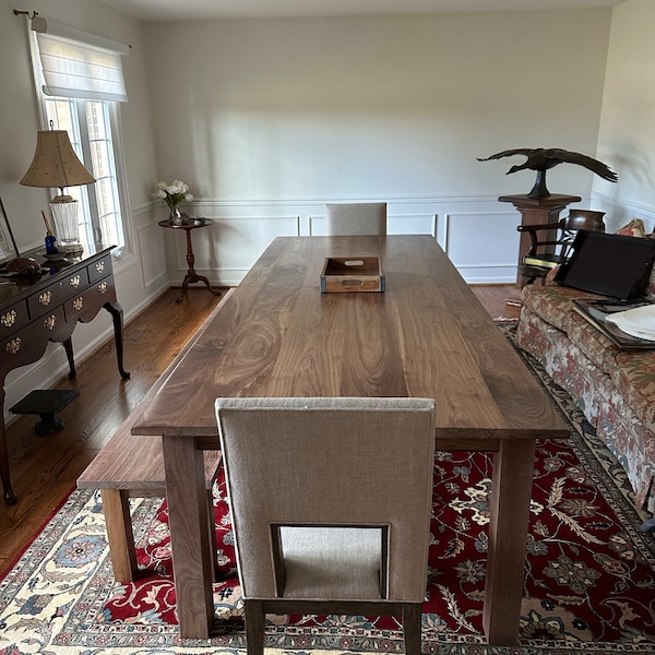 Black Walnut Dining Table, Large Walnut Farmhouse Table, Solid Walnut ...