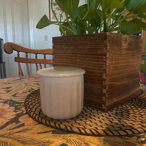 Speckled Salt Cellar With Lid and Wooden Spoon, Rustic Farmhouse ...
