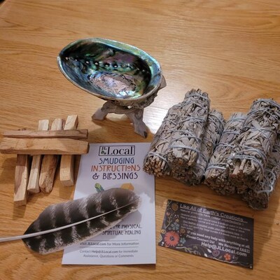 White Sage Smudge Kit With Feather, 6 Sage Bundles, 6 Palo Santo Sticks ...
