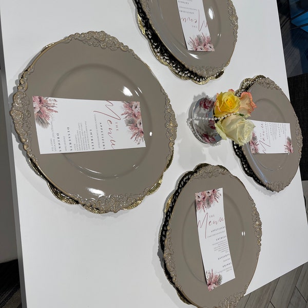 Editable Menu Card Template, Boho Menu Cards, Pampas Grass, Birthday ...