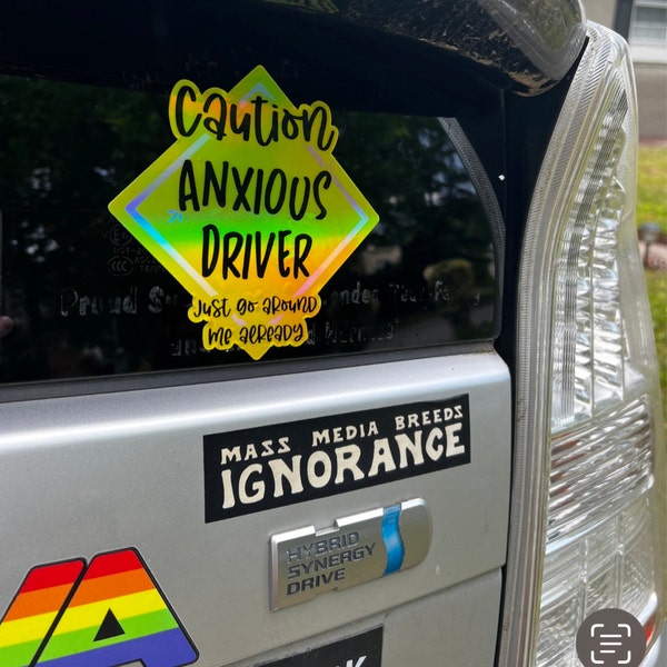 Anxious Driver Bumper Sticker, Caution Anxious Driver, I Hate Driving ...