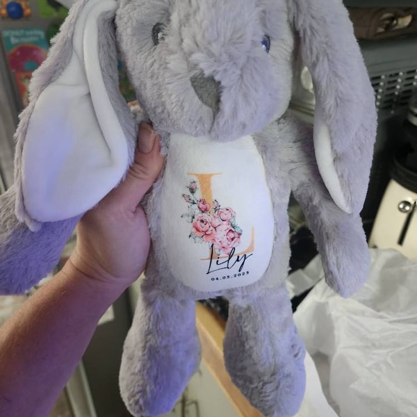 Personalised Bunny Rabbit, New Baby Gift, Personalised Plush Soft Toy ...