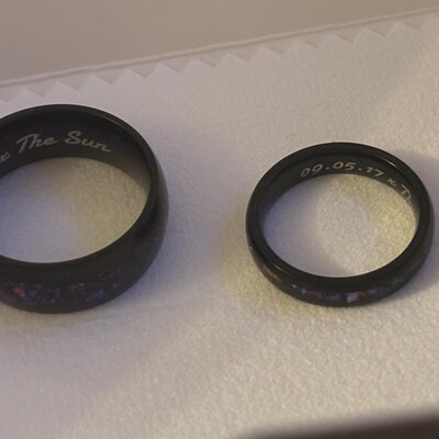 Galaxy Orion Nebula Ring for Women, Engagement Ring Set, Black Titanium ...