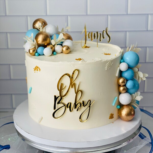 Oh Baby- Acrylic Cake Name Tags, Cake Charms, for Baby Shower, Gender ...