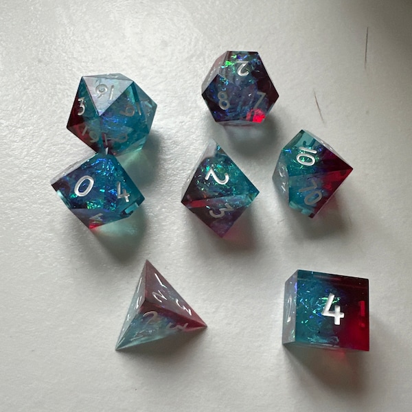 Bleeding Sapphires - Holographic Handmade Resin Sharp Edge Dice Set for ...