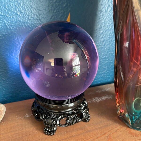 110mm Extra Large Purple Crystal Ball, Violet Fortune Telling Ball, 4.3 ...