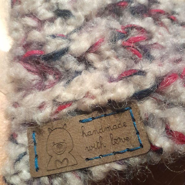 Folding Leather Label Pack Hand Knitted With Love O5 Genuine Italian ...