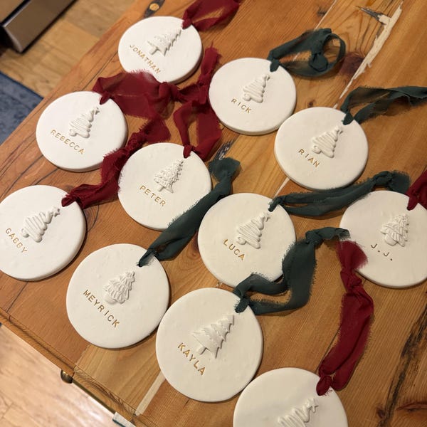 Handmade Personalized Clay Christmas Tree Ornament With Chiffon Ribbon ...