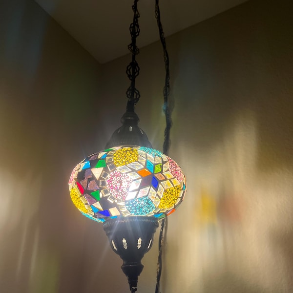 Turkish Ceiling Lighting, Turkish Pendant Lamp, 3 Globe Mosaic Hanging ...