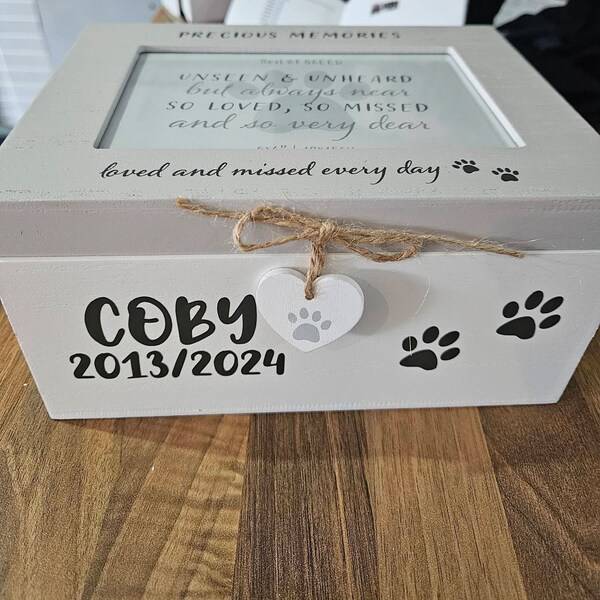 Personalised Rustic Pet Photo Memorial Dog Keepsake Box Pet Wooden ...