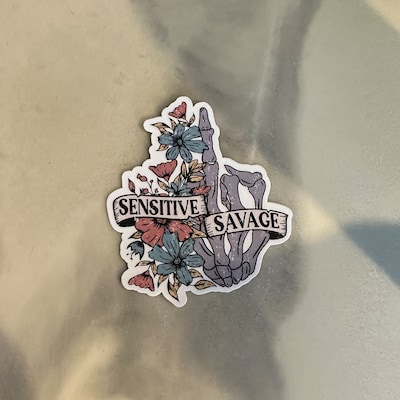 Sensitive Savage Vinyl Sticker Mental Health Water Bottle, Car, Laptop ...