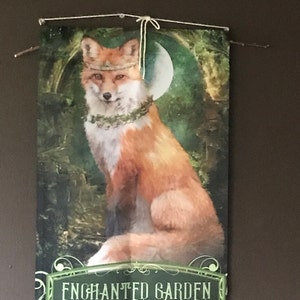 Enchanted Garden Flag With Fancy Mythic Fox, Fantasy Fox Jeweled Garden ...