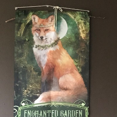 Enchanted Garden Flag With Fancy Mythic Fox, Fantasy Fox Jeweled Garden ...