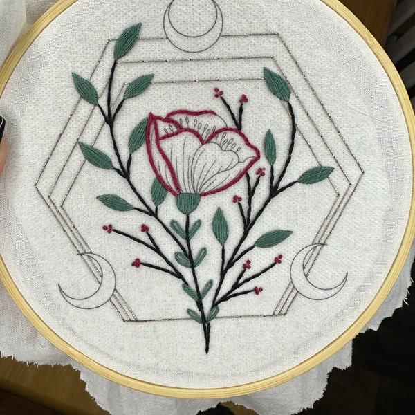 Boho Modern Floral Embroidery Pattern PDF | Flower Embroidery | Hand ...