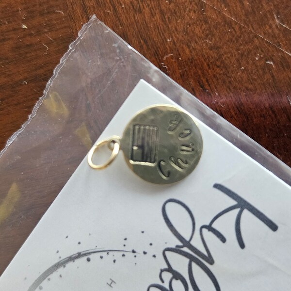 Tiny Hammered Gold Charm, Bracelet, Necklace Custom Brass Name Charm ...