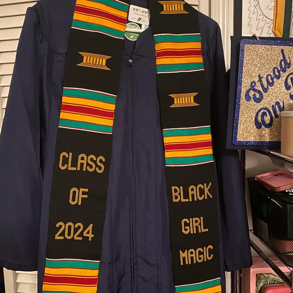 Black Girl Magic Graduation Stole, Class of 2025 Kente Sash, College ...