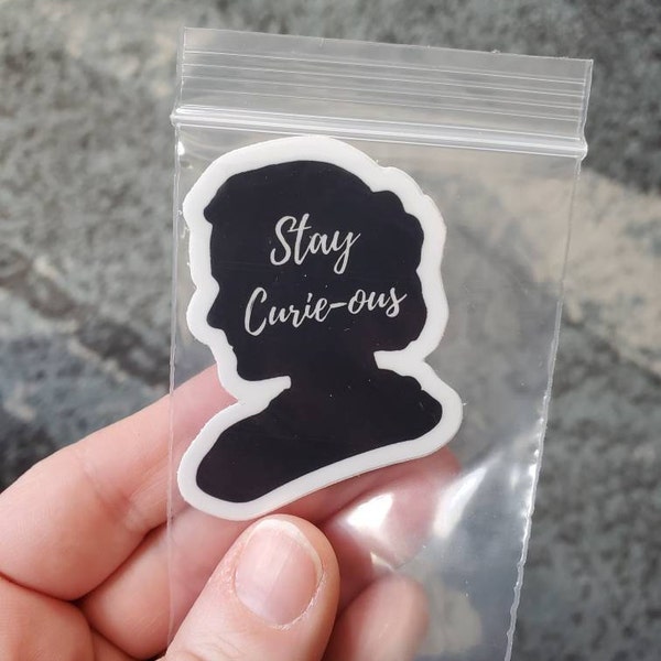 Marie Curie Chemistry Laptop Sticker | Stay Curie-ous Notebook or ...