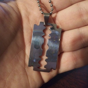 Stainless Steel Razor Blade Pendant, Hypo Allergenic Jewelry, Razor ...