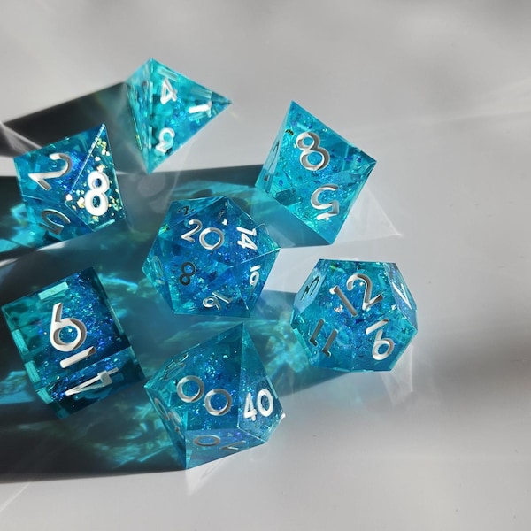 Green Lightning DND D20 Dice, Resin Sharp Edge Dice Set, D&D Dice Set ...