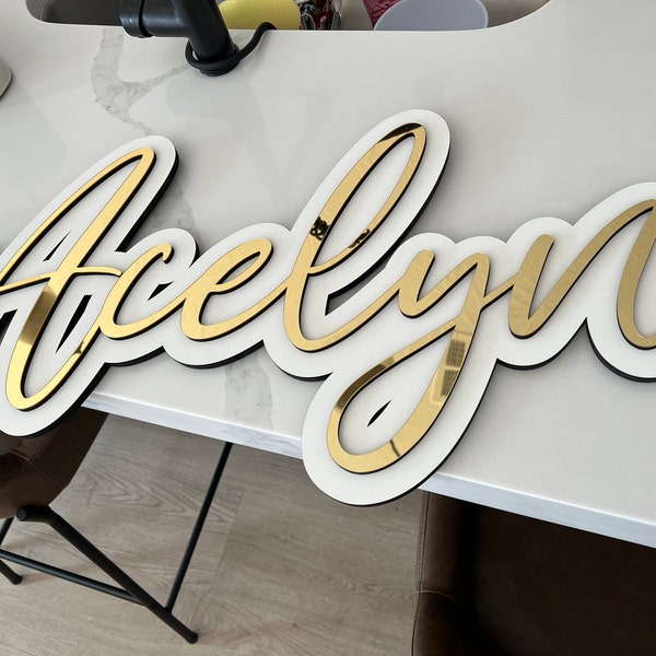 Elegant Gold Mirror Acrylic Wedding Sign: Handcrafted Wooden ...