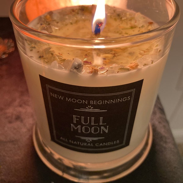 Full Moon Candles - Purification & Cleansing Crystal Candle - Soy ...