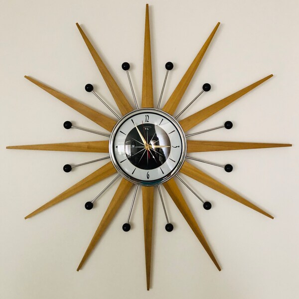 27 Inch Hand Made Mid Century Style Starburst Sunburst Clock by Royale ...