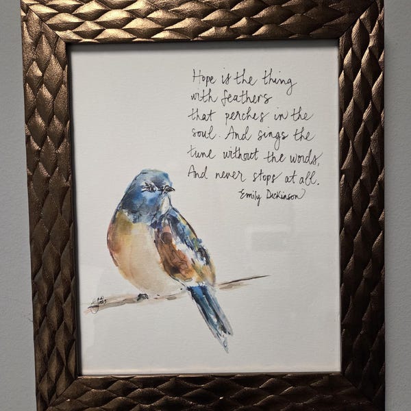 Hope is the Thing With Feather Emily Dickinson Quote Print, Bird Quote ...