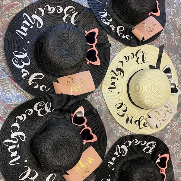 Personalize Bridesmaid Gift Beach Sun Hat Boho Bachelorette Party ...
