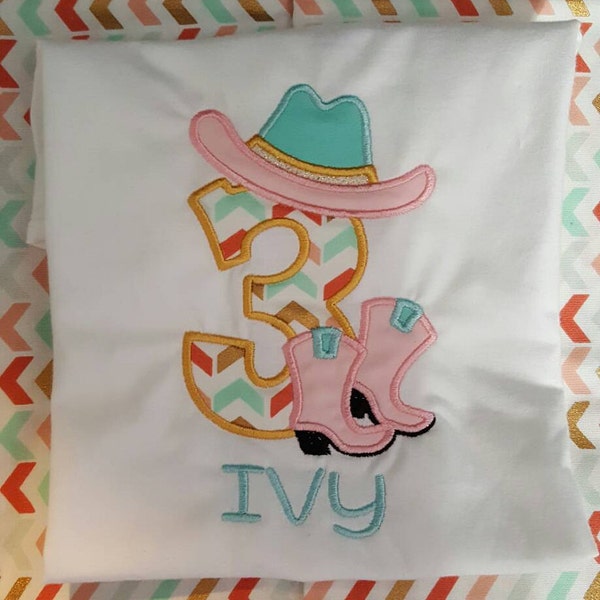 Cowboy Applique Birthday Number 3 Machine Embroidery Design - Etsy