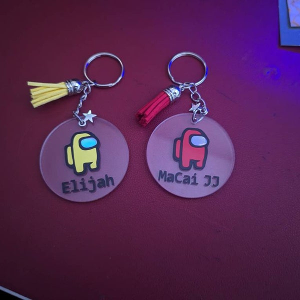 Personalised Among Us Keyring, Any Name, Any Colour, Novelty Gift ...