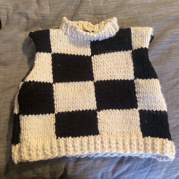 The Vibe Check Vest Pattern (super Chunky Polo Neck Sweater Vest) - Etsy