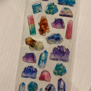 Raw Crystal Sticker Colorful Stone Raw Gemstone Decor Sticker Rainbow ...