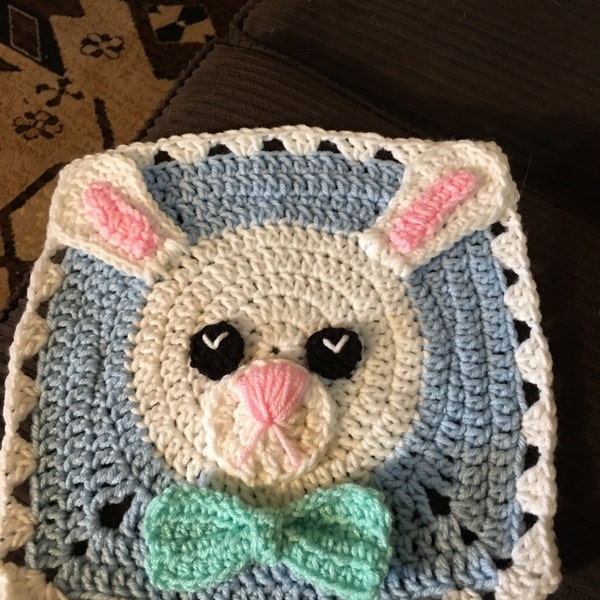 Crochet Bunny Rabbit Square Motif - PDF Pattern - 11.5 Inch Square ...