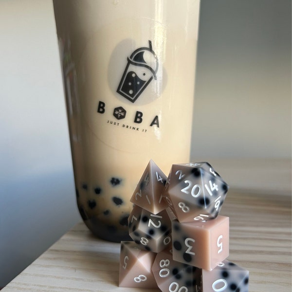 Milk Tea Boba Dice - Kawaii Dice, Boba Dice, Handmade Resin Sharp Edge ...