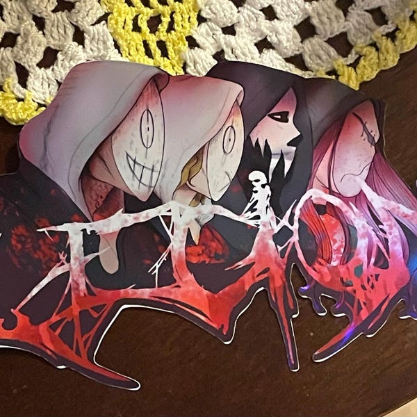 Old Animation Style Alice and Red Queen Sticker Holographic Waterproof ...