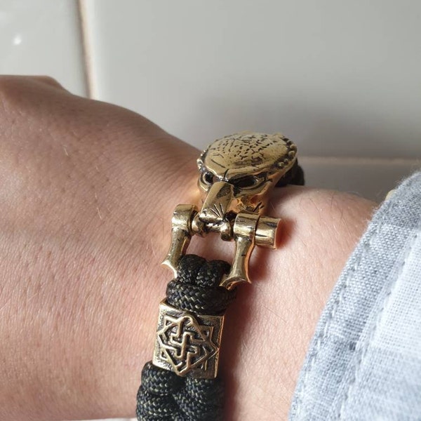 Paracord Bracelet With Predator Brass Shackle, Valkyrie Bead, Viking ...