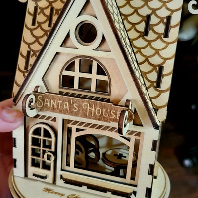 Santa Claus House Laser Cut File, SVG Plan for Glowforge and Cutting ...