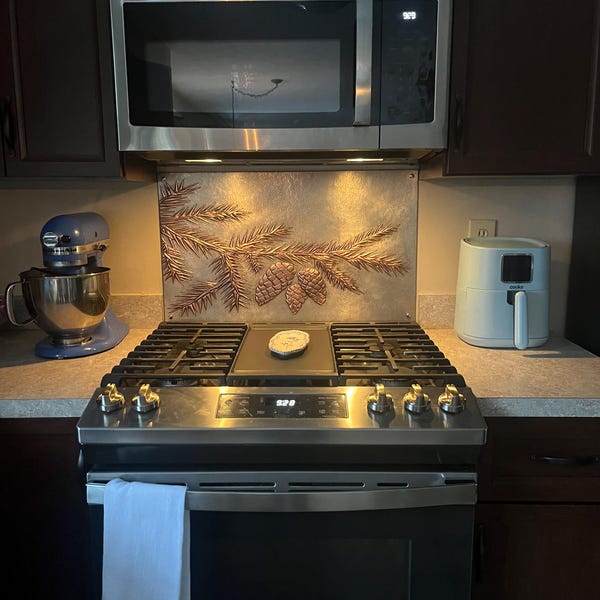 Copper Kitchen Backsplash Tile Mural, Birds on Tree Branches With ...