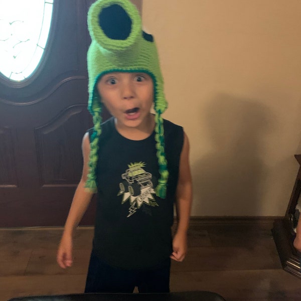 Green Peashooter Pea Shooter Crochet Hat Beanie Stocking Cap With ...